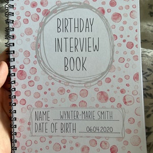 NON PERSONALISED Birthday Interview Book, New Baby Gift, First Birthday ...