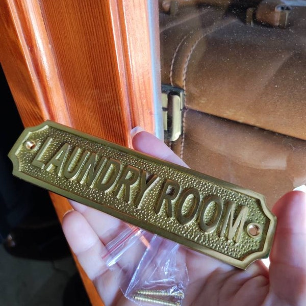 NEW Antique / Retro Style Handmade Laundry Utility Room Brass Sign ...
