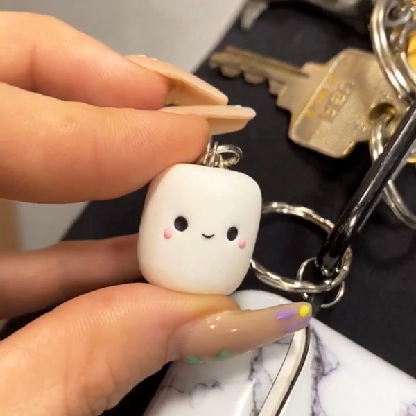 Kawaii Marshmallow Keychain: Polymer Clay Bag Charm, Valentines Day ...