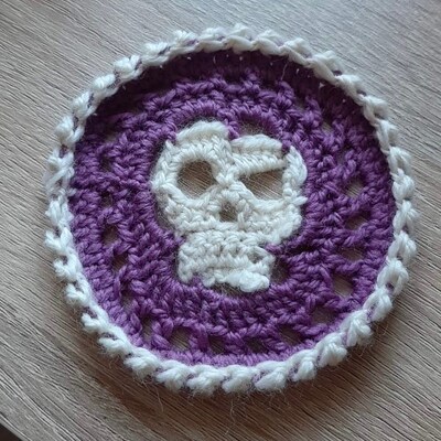 Crochet Pattern Mr Bones Skull Coaster Digital PDF - Etsy