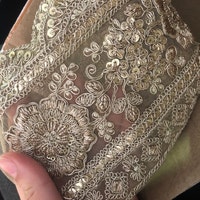 9 Yards Narrow Scalloped Golden Drop Pearl Trim Lace, Dupatta Saree Suit Border Ribbon Lace ...