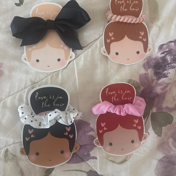 Birthday Party Favor, Love is in the Hair, Valentine's Day Card, Kid's ...