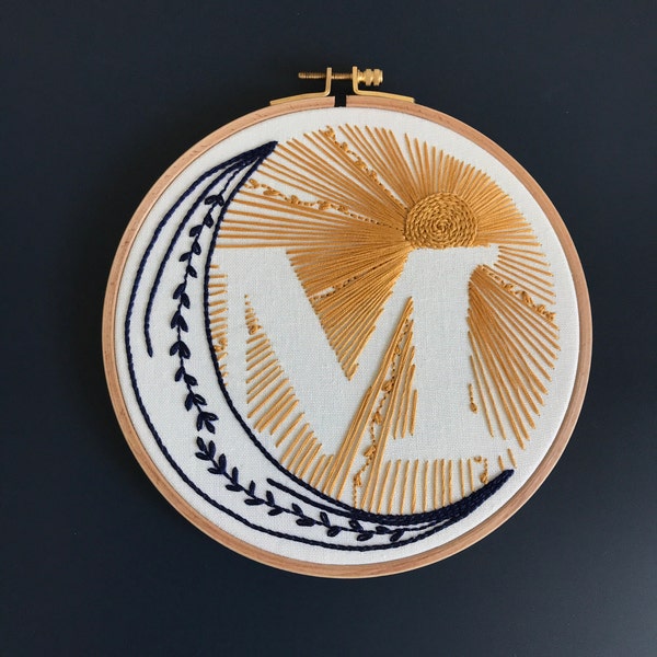 Celestial Design Letter "m" Hand Embroidery Pattern / Digital PDF ...