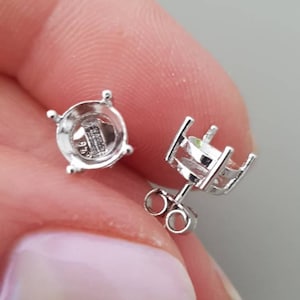 1pair 4-10MM Round Simple Prong Settings for CZ Stone Solid 925 ...