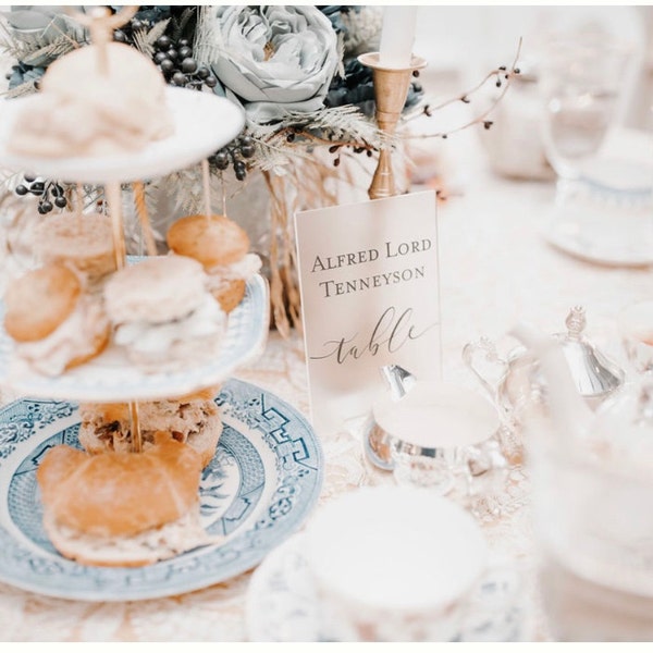 FROSTED Glass Look Acrylic Table Number Sign With Stands, Perspex ...