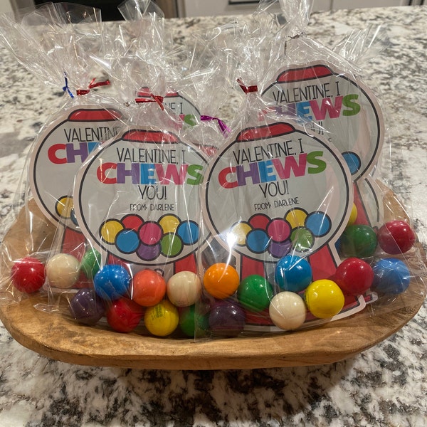 Gumball Machine Kids Valentines Cards, I Chews You Valentine's Day Card ...