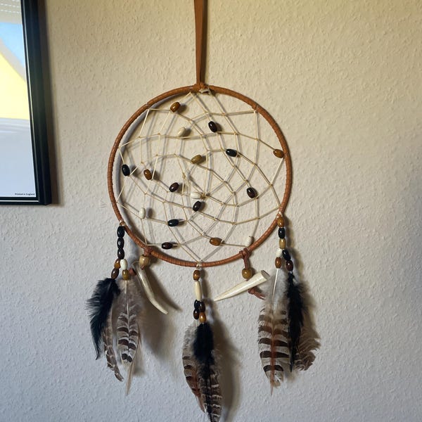 Ojibwe Deer Antler Beaded Necklace, Bronzite and Bone Beads, Native ...