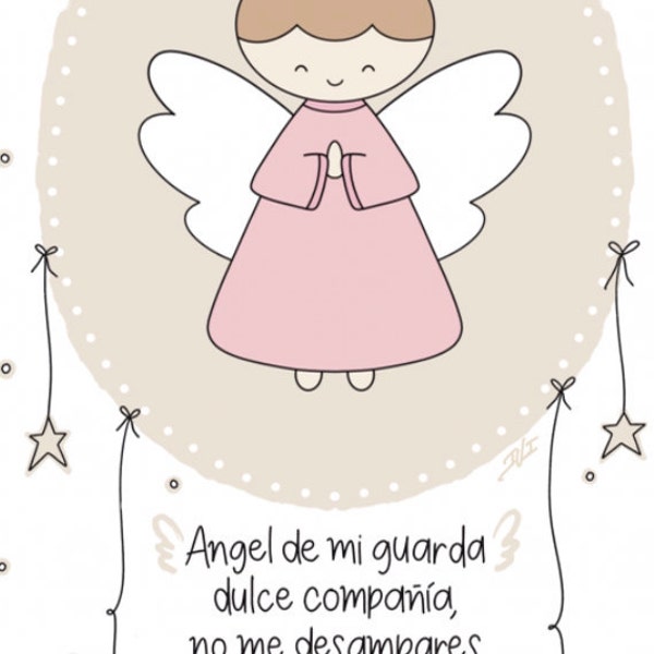 Guardian Angel Prayer Print, Spanish Catholic Nursery Decor (digital ...