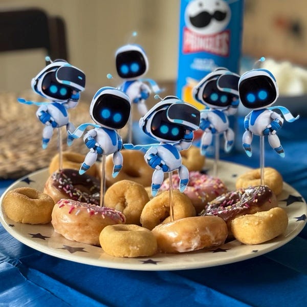 Astro Bot Inspired 3D Birthday Cupcake Toppers, Party Decorations ...