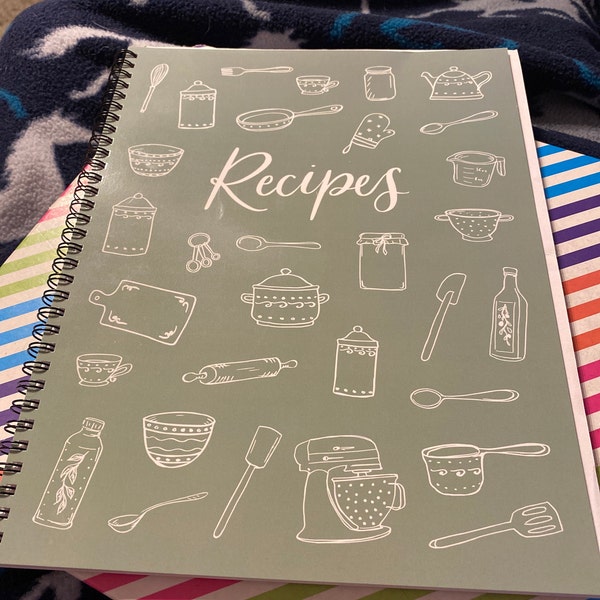 Blank Recipe Notebook Large Recipe Book Kitchen Utensils Recipe Journal ...