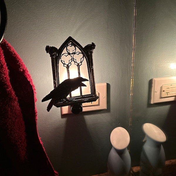 Raven and Window Nightlight, Hand Painted Resin Sculpture | Medieval ...