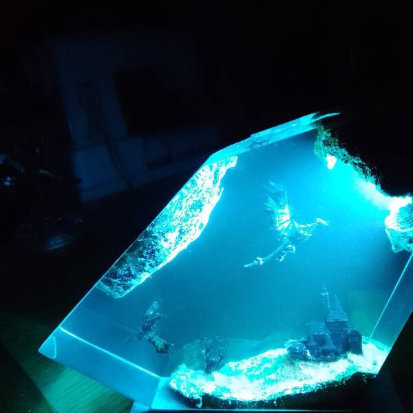 Fire Dragon and Ice Dragon Resin Lamp, Dragon Lamp for Home Decor ...