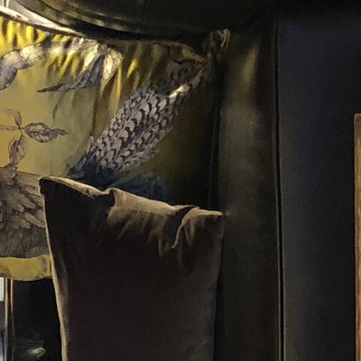 Zoffany DARNLEY TOILE VELVET in Chartreuse and Gray Birdscene Pillow ...