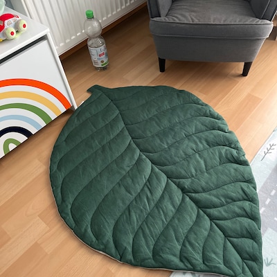 Leaf Play Mat From Natural Linen, GREEN Color READY to SHIP the Best ...