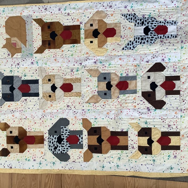 Dog Daze Quilt Pattern PDF Instant Download Modern Patchwork, Traditional Piecing Vintage Dog ...