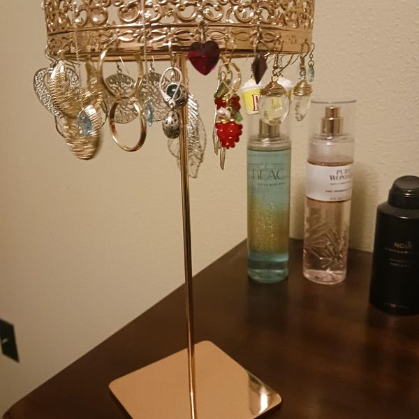 Rose Gold Jewelry Display Stand Organizer Rotatable Luxury Necklace ...