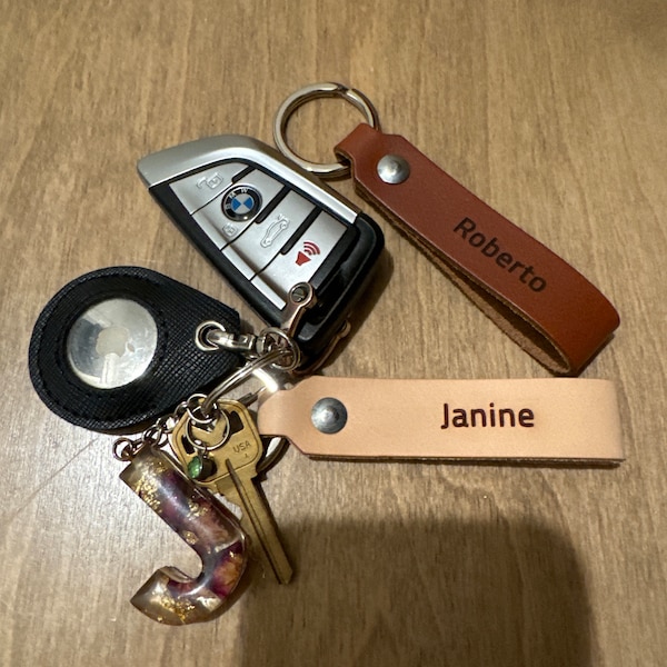 Personalized Leather Keychain: Custom Engraved Key Fob, Handmade in USA ...