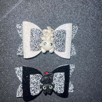 Dragon Bow...toothless Bow...light Fury Bow..glitter Bow..5 Inch Bow ...
