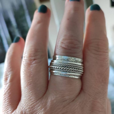 Thumb Ring Sterling Silver Hammered or Textured Silver Band - Etsy