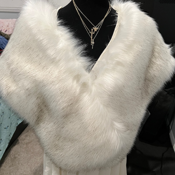 Ivory Faux Fur Wrap Faux Fur Stole Faux Fur Shawl Bridal Wrap Faux Fur ...