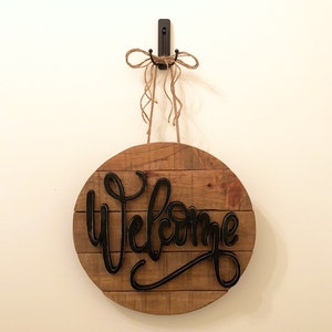 Rustic Welcome Round Reclaimed Wood Sign /welcome Decor - Etsy