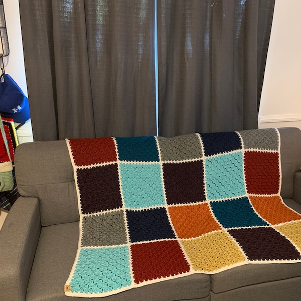CROCHET PATTERN / Modern Patchwork Throw Blanket - Etsy
