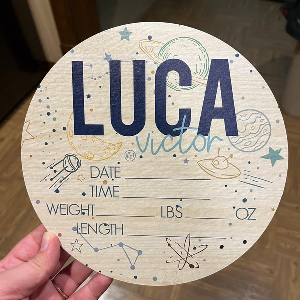 Baby Birth Stat Sign | Personalized Birth Announcement Sign | Space ...