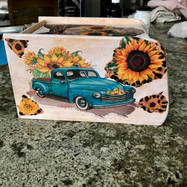 Vintage Truck With Sunflowers Png, Watercolor Sunflower Country Farm ...