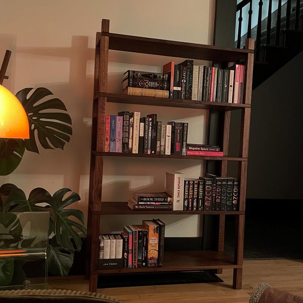 Walnut Wood Shelf, Bookshelf With Solid Wood, Bookcase, Open Shelving ...