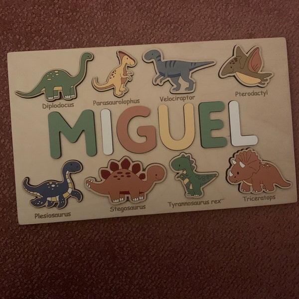 Dinosaur Name Puzzle | Dinosaur First Birthday Gift | Dinosaur Nursery ...