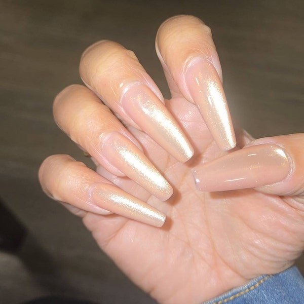 Handmade Red Glass Bead Cat Eye Nails shiny Red Press on Nails Glue on ...