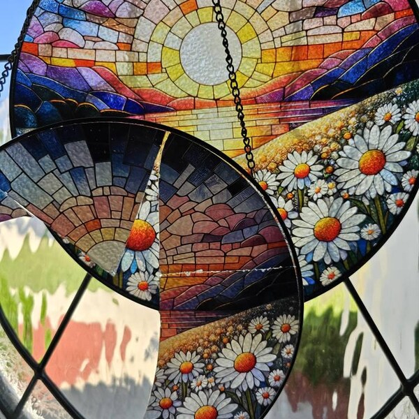 Howling Wolf GLASS Suncatcher Hanging,wolf on Cliff Window Hanging ...