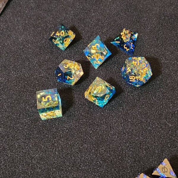 Sacred Flame - Blue Smoke With Gold Foil Handmade Resin Sharp Edge Dnd ...