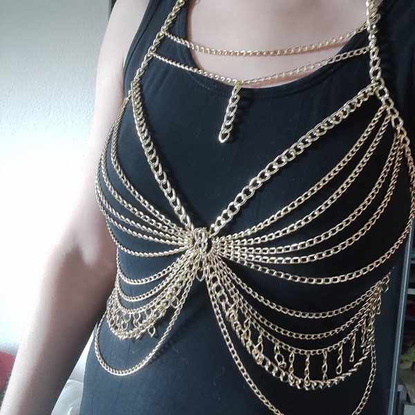 Black Gold Silver Bra Chain- Festival Bra - Bra Top - Body Chain - Rave ...