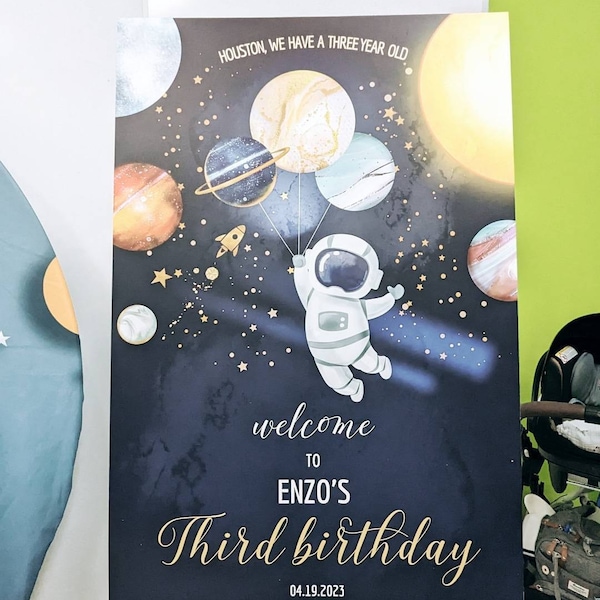 Editable Outer Space Birthday Welcome Sign | Baby's 1st Birthday Space ...