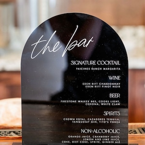 Double Arch Bar Menu Sign Personalized Drinks Custom Acrylic Bar Menu ...