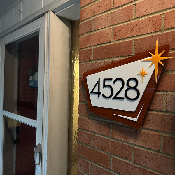 3D Mid Century Modern "stacked Stone" Address Sign | Modern House ...