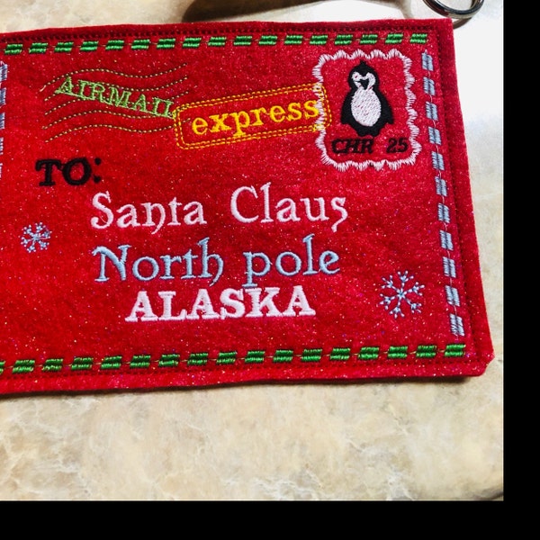 Envelope to Santa Claus With Penguin Mail Express Stamp Felt Christmas ...