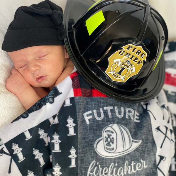 Fire Truck Baby Blanket,buffalo Plaid, Boy,designer Minky,fireman,dog ...