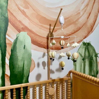 Vintage Baby Mobile, Muted Colors Baby Crib Mobile, Vintage Hot Air ...