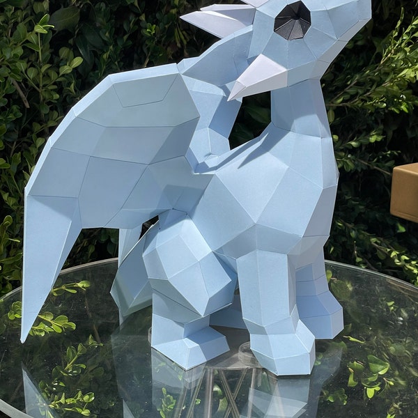 Papercraft Dragon SVG + DXF + PDF Template, Paper Craft Dragon, Baby ...