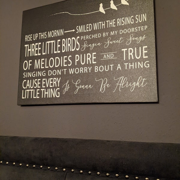 Three Little Birds Typography Word Art Sign, for the Music Lover ...