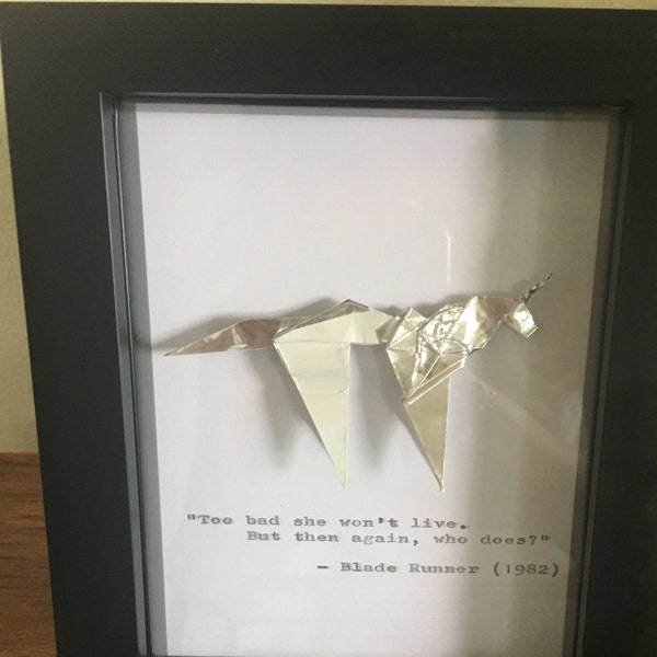 Gaff's Blade Runner Origami Unicorn and Hand Typed Quote in a 4x6 ...