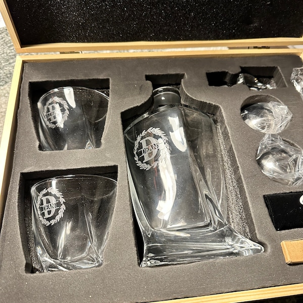Personalized Whiskey Decanter & Stones Set Customized Gift for Men ...