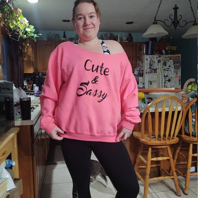 CUSTOM PERSONALIZED Raw Edge off Shoulder Sweatshirt Choose From Loads ...