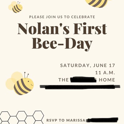 Editable First Bee Birthday Invitation First Bee Day Party 1st Bee Day ...