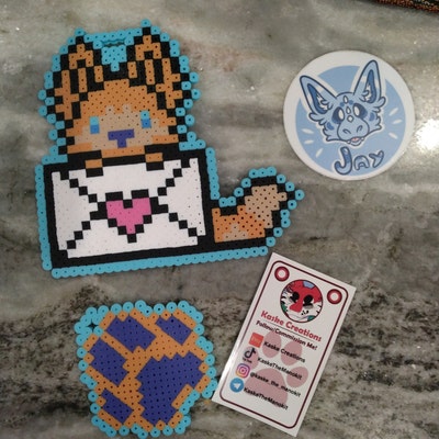 Custom Fursona Perler Bead Doughnut Badge - Etsy