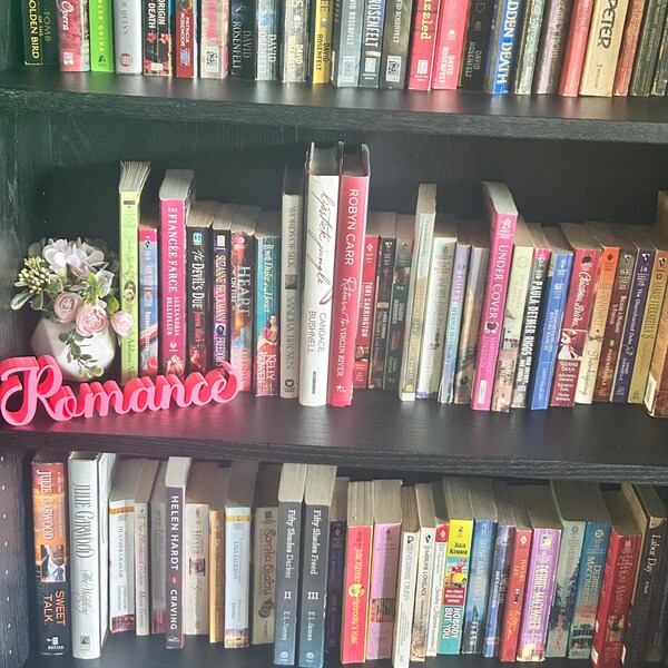Romance Bookshelf Sign Library Book Lover Gift Custom Colors Book Club ...