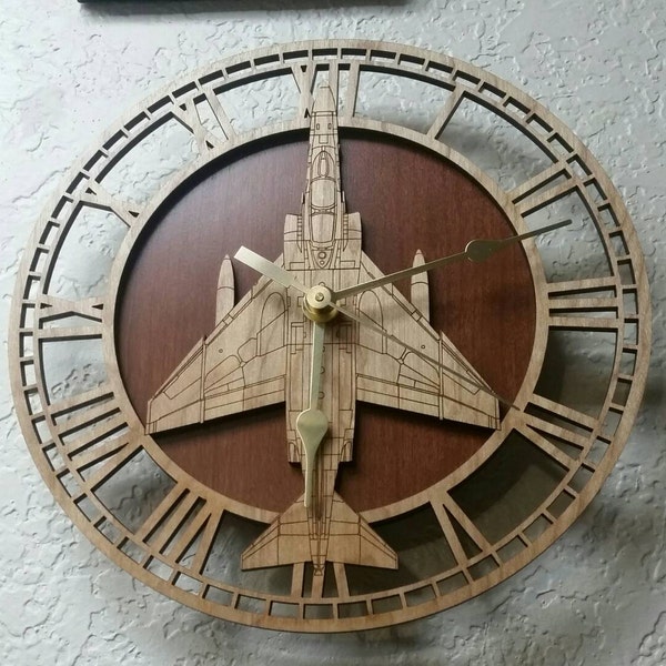 F-4 Phantom II Wooden Wall Clock, Navy, Air Force, Marine, Aircraft ...