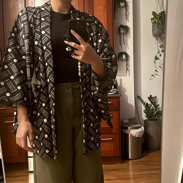 Japanese Men's Kimono Robe in Dark Cyan Blue Size M, Vintage Tsumugi ...